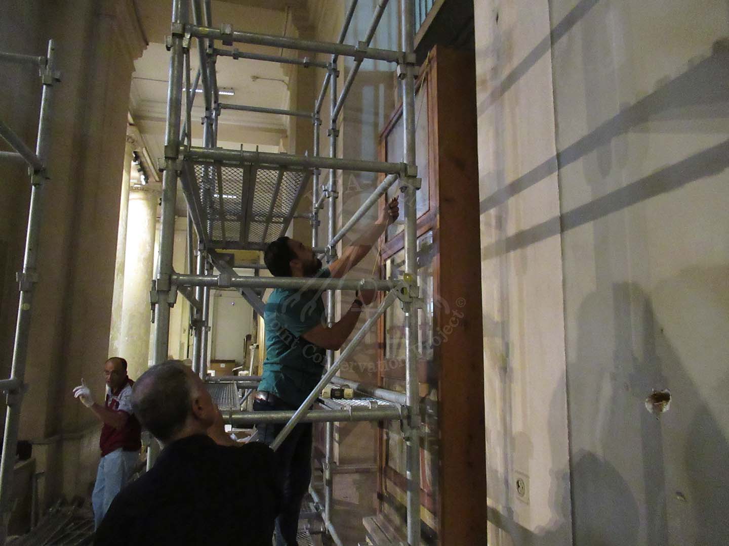 Preparations for the First Aid of the Mural Paintings Start